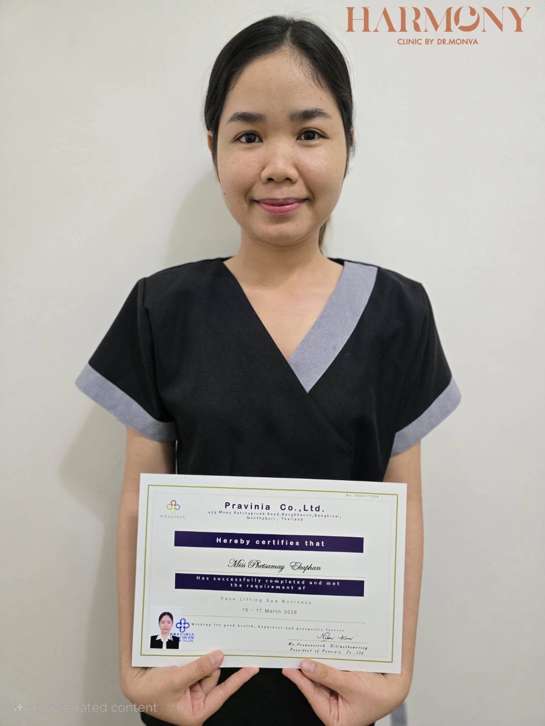 We are pleased to announce that our therapist has gained a qualification - Harmony Clinic